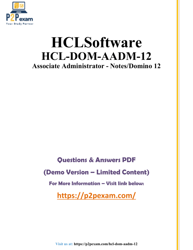 HCL Domino 12 Administrator Exam Q&A