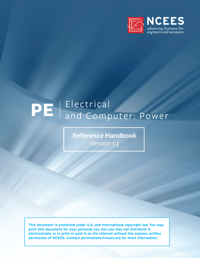 NCEES PE Electrical & Computer: Power Exam Reference Handbook