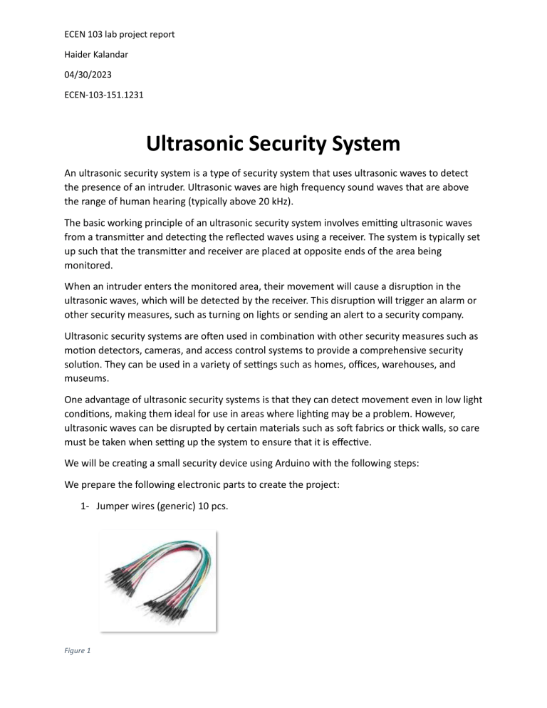 Arduino Ultrasonic Security System Lab Project Report