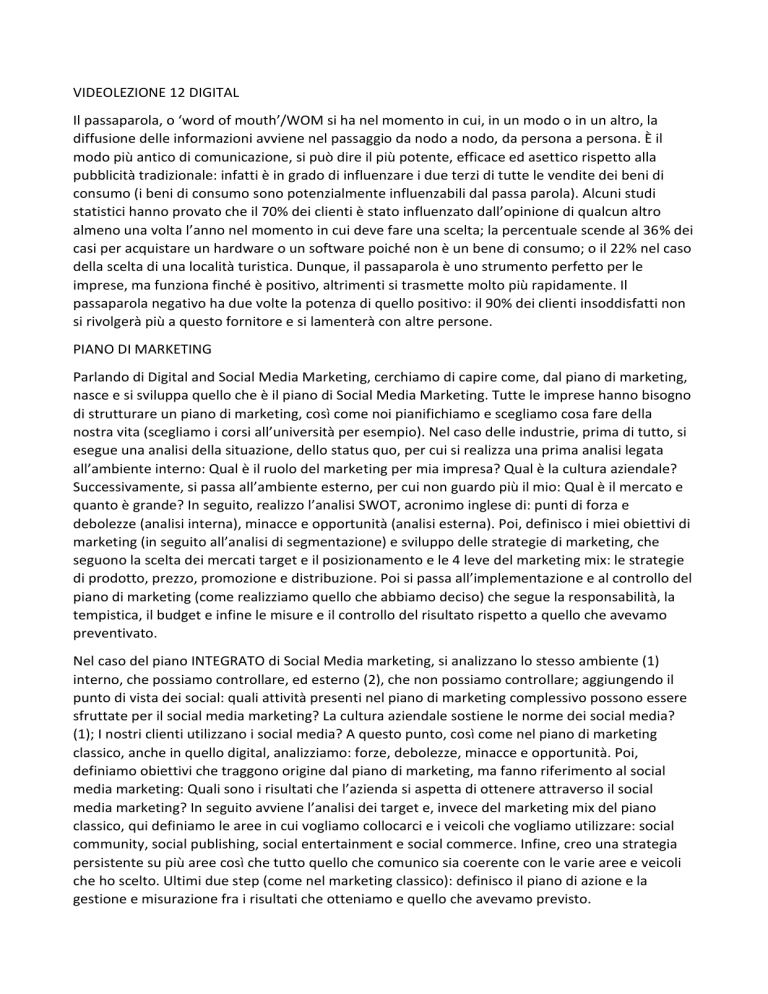 Digital & Social Media Marketing: Trascrizione Lezione