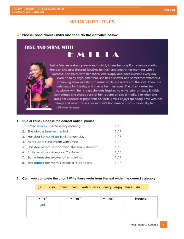 English Worksheet: Morning Routines & Present Simple Practice