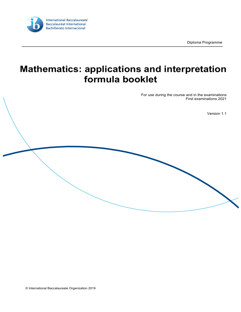 IB Diploma Programme Mathematics: Applications & Interpretation Formula ...