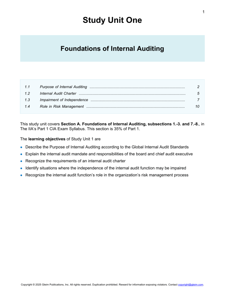 Internal Auditing Foundations: Purpose, Charter, Risk Management