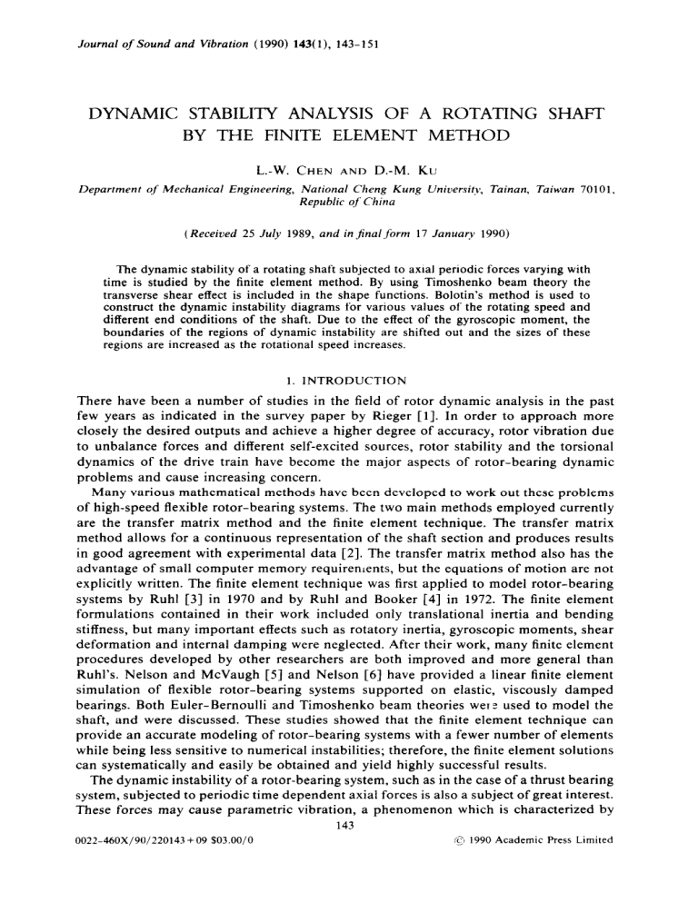 Dynamic Stability Analysis of Rotating Shafts using Finite Element Method