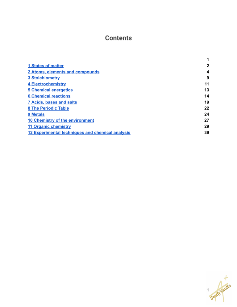 Chemistry Study Guide: States, Atoms, Bonds, Stoichiometry & More