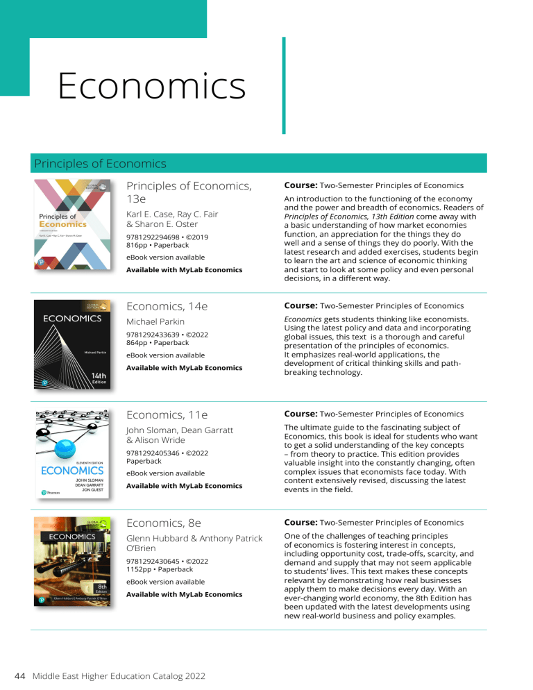 Economics Textbooks & Principles - Higher Education Catalog 2022