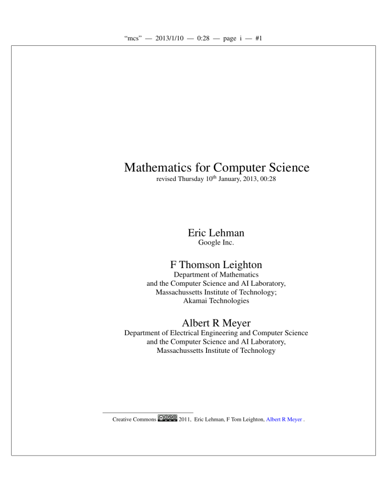 Mathematics for Computer Science: Proofs, Logic, Discrete Math