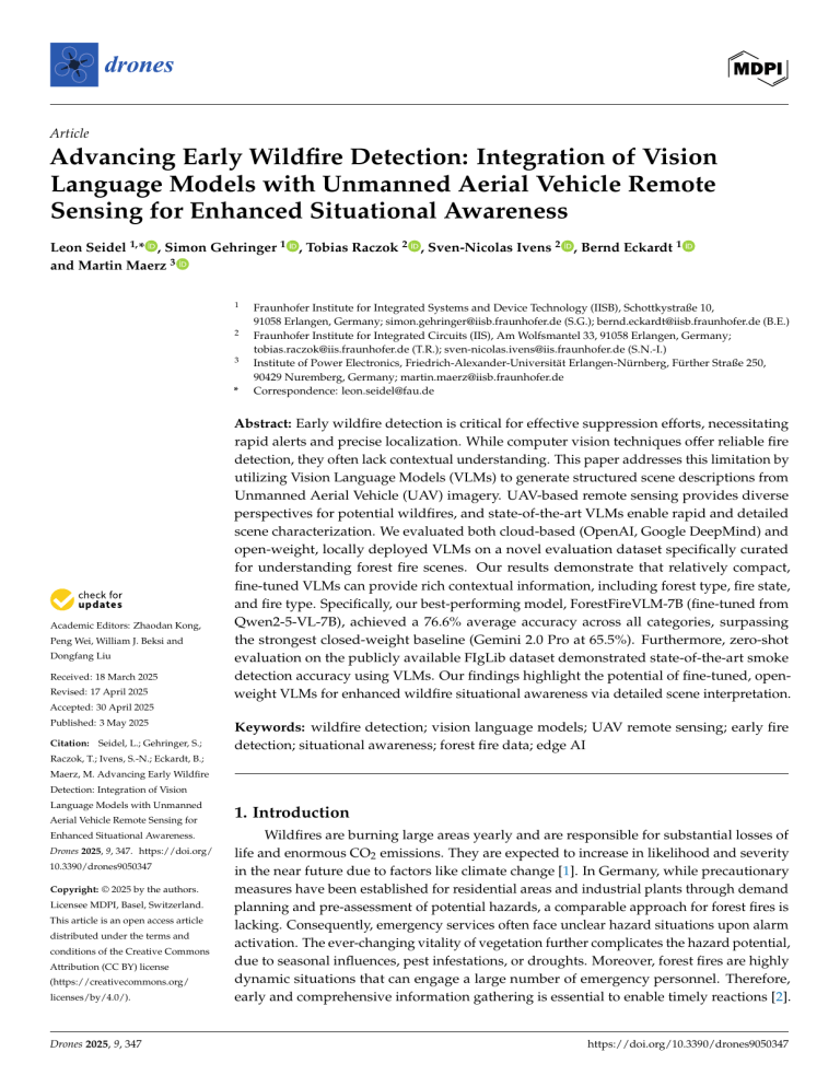 Wildfire Detection Vlms And Uav Remote Sensing For Awareness