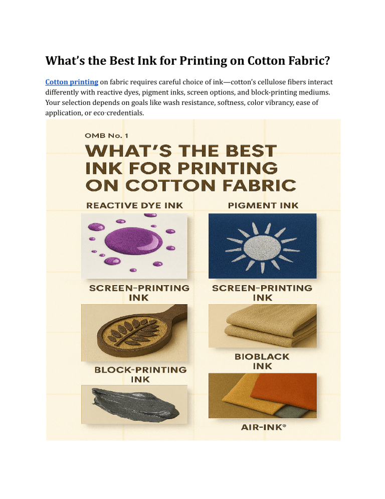 Best Ink for Cotton Fabric Printing: Types, Uses & Eco-Options Guide