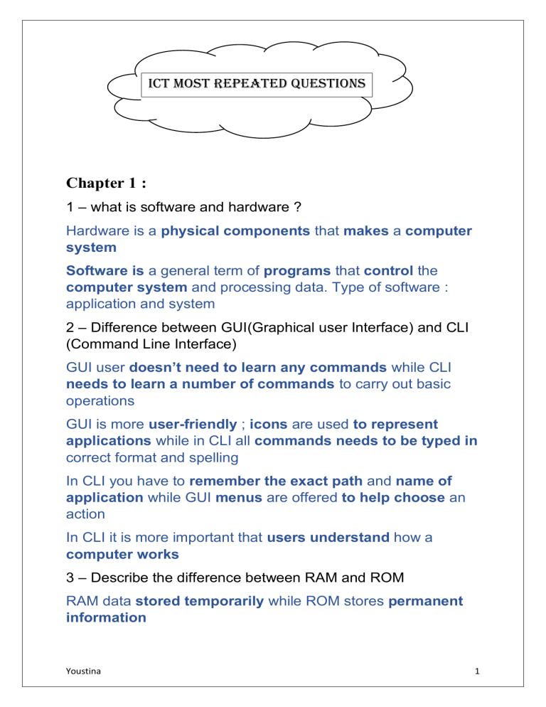 ICT Exam Prep: Hardware, Software, Networking Guide