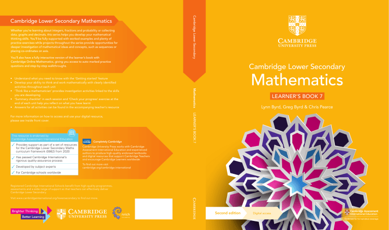 Cambridge Lower Secondary Mathematics Learner's Book 7 Textbook