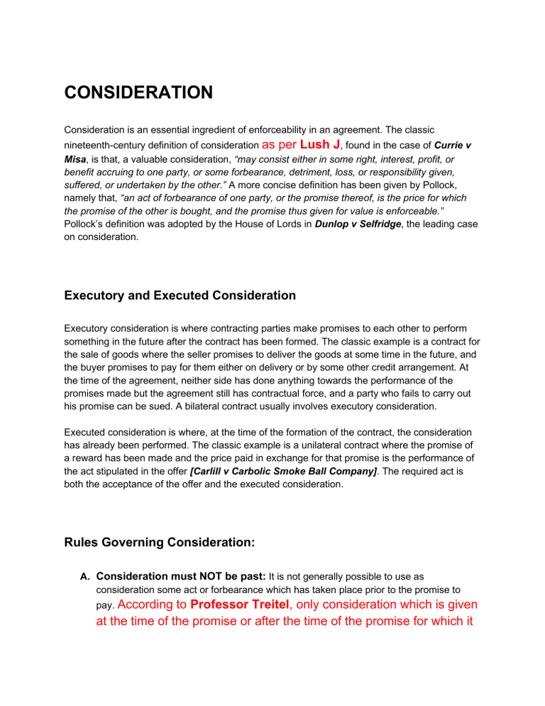 Consideration in Contract Law: Definitions, Types & Rules