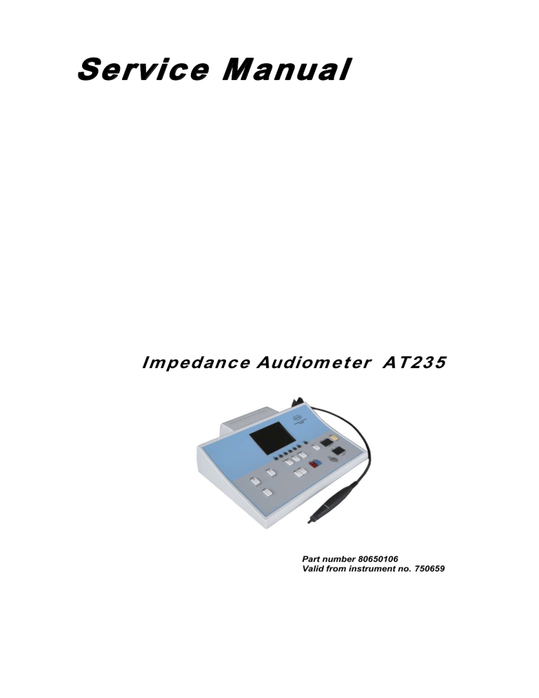 AT235 Impedance Audiometer Service Manual: Calibration & Repair Guide