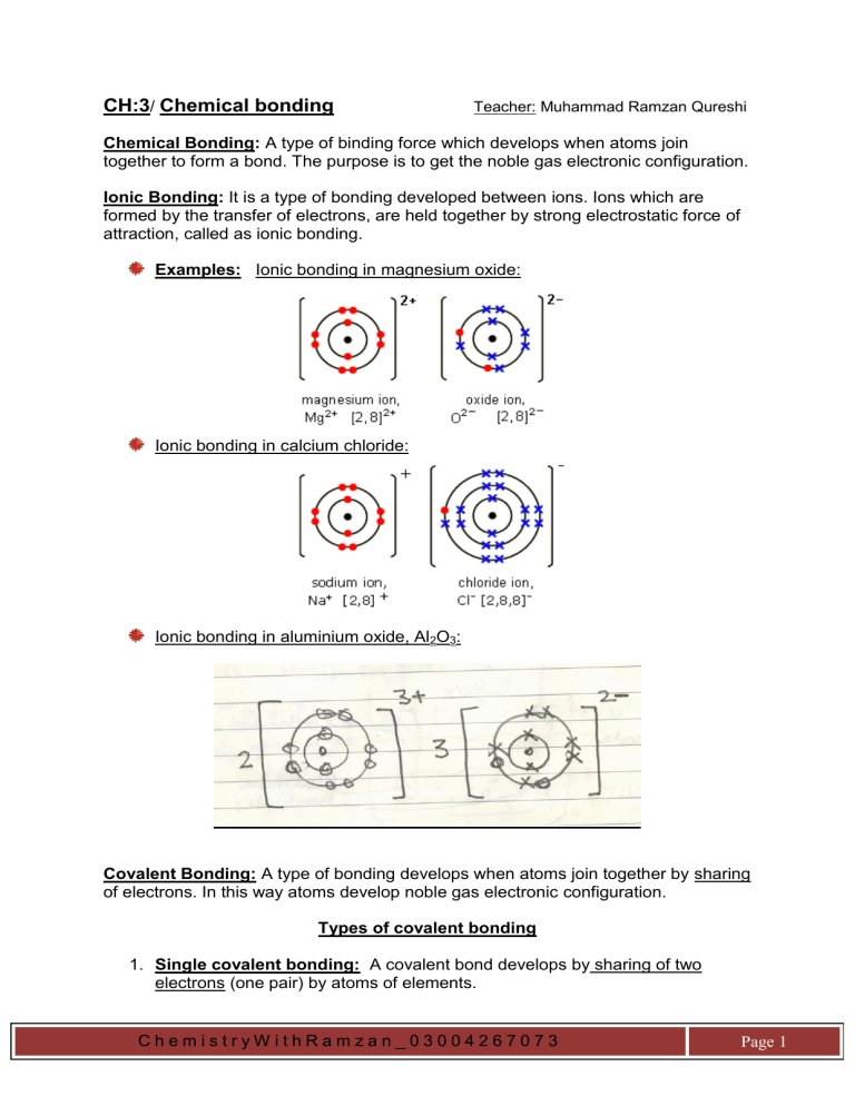 Chemical Bonding: Ionic, Covalent, VSEPR Theory Notes