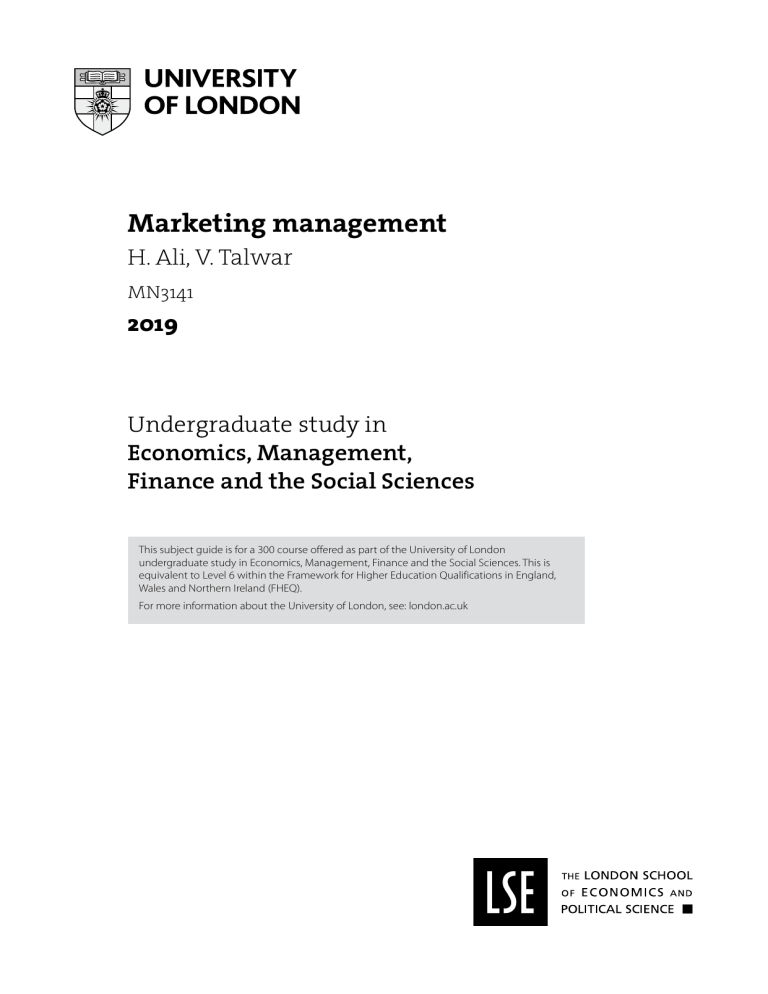 Marketing Management Course Guide - University of London