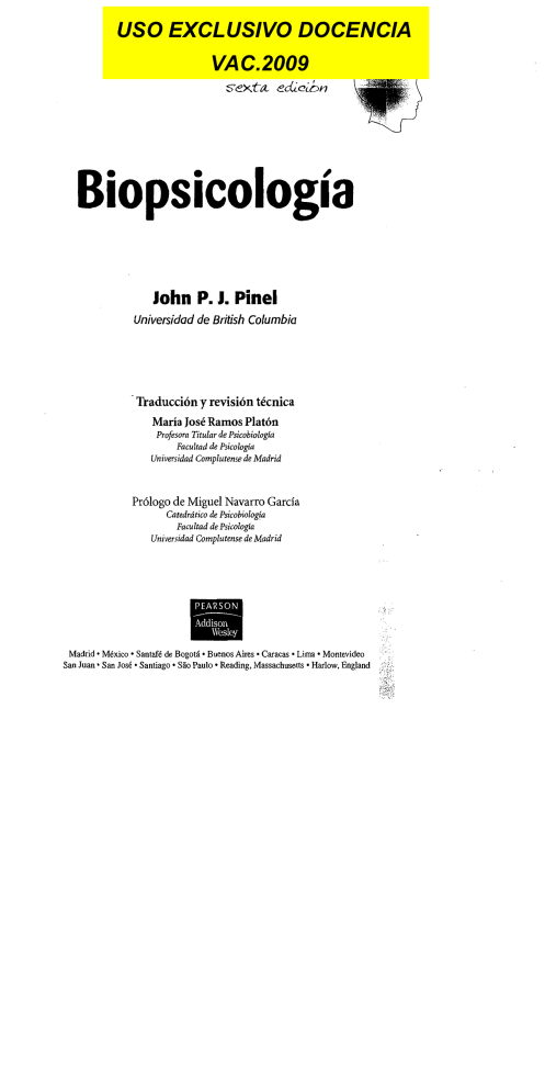 Biopsychology Textbook by John P.J. Pinel