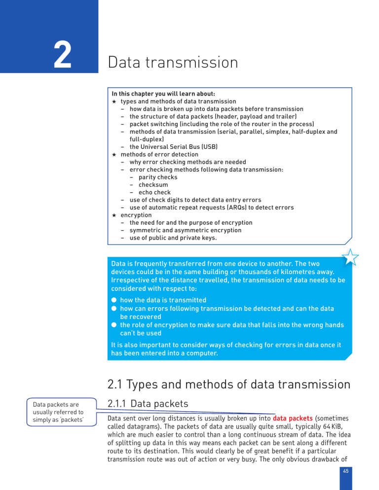 Data Transmission: Packets, Error Detection & Encryption Basics