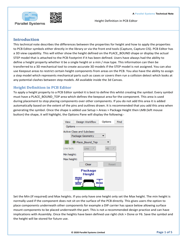 PCB Editor Height Definition: Technical Note for Component Design