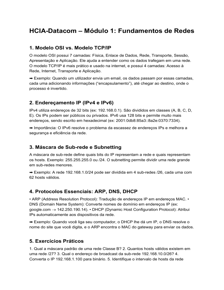 HCIA-Datacom: Módulo de Fundamentos de Rede