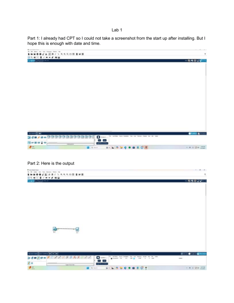Lab 1: Cisco Packet Tracer Networking Setup & Output