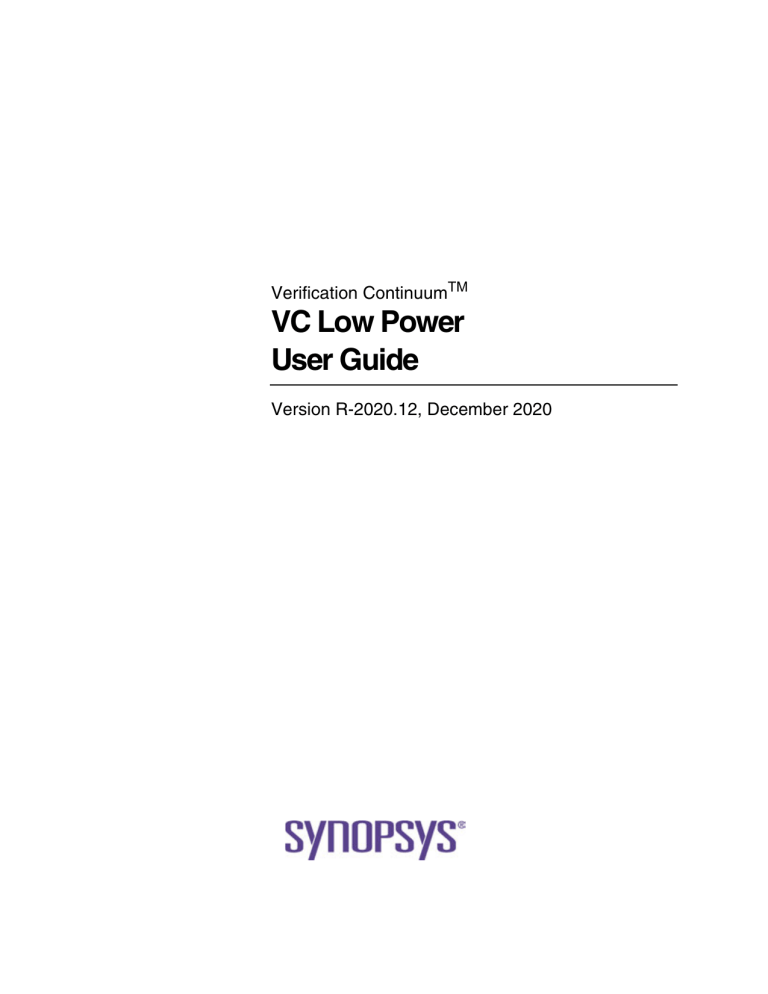 VC Low Power User Guide - Verification Continuum