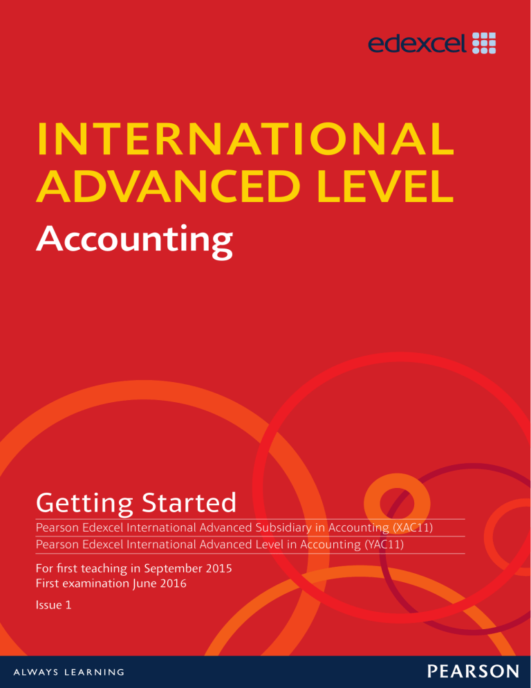 IAL Accounting: Getting Started Guide | Edexcel
