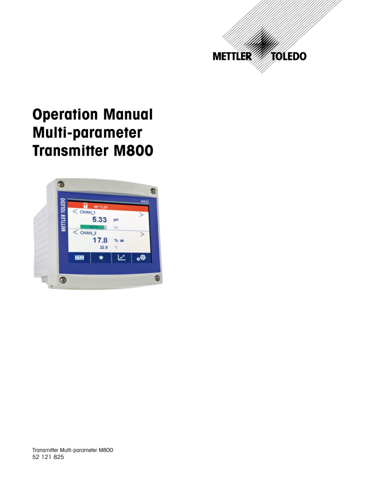 Mettler Toledo M800 Transmitter Operation Manual
