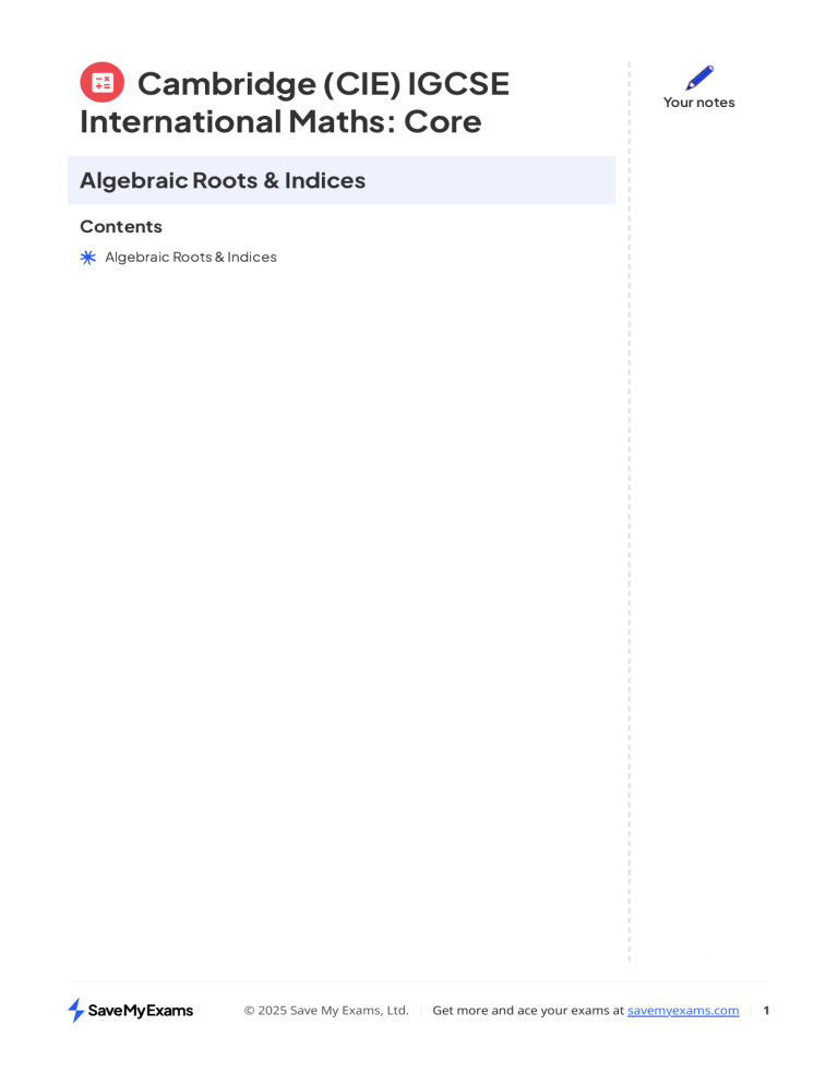 IGCSE Maths: Algebraic Roots & Indices - Laws of Indices Explained