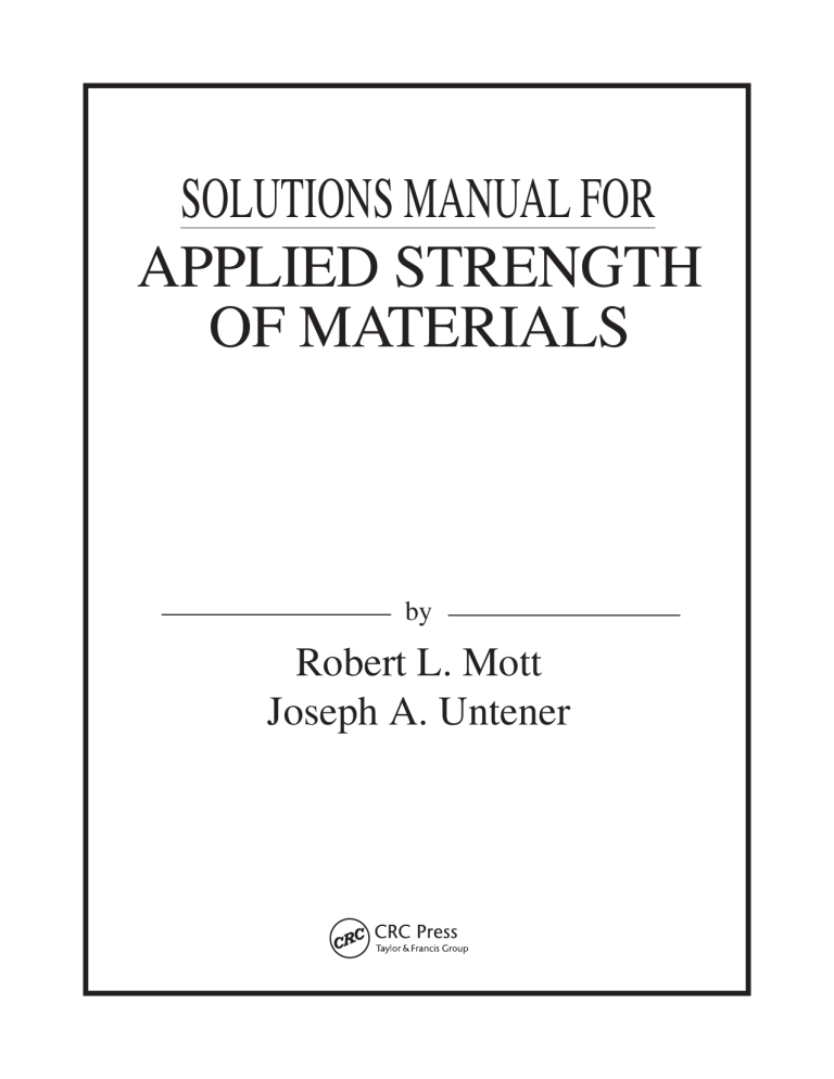 Applied Strength of Materials Solutions Manual