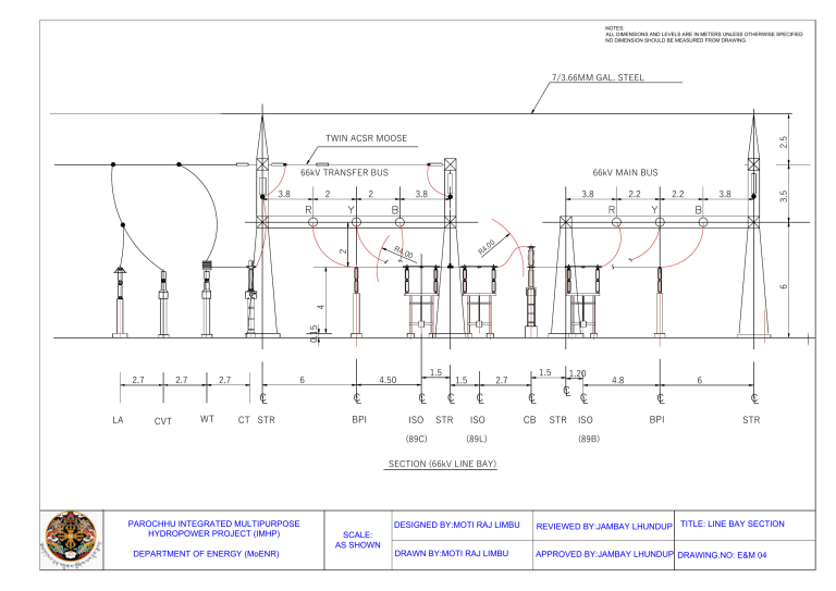 66kV Line Bay Section: Technical Drawing for Hydropower Project