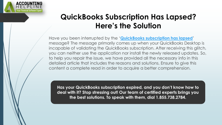 QuickBooks Subscription Lapsed? Solutions & Troubleshooting