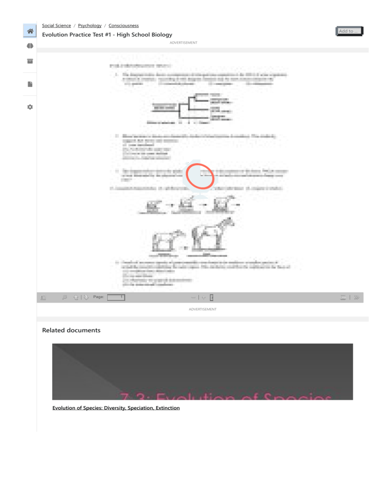 Evolution Practice Test #1 - High School Biology