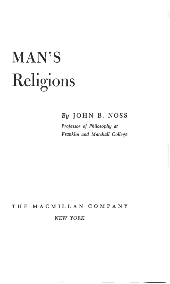 Man's Religions by John B. Noss | World Religions Overview