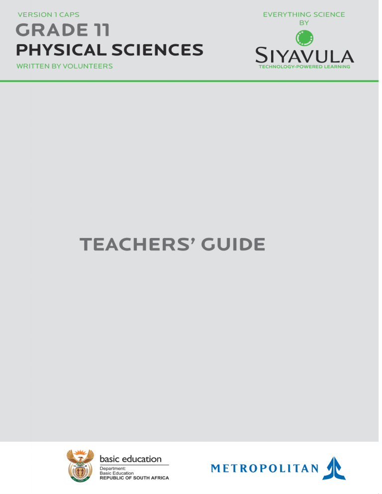 Grade 11 Physical Sciences Teacher's Guide