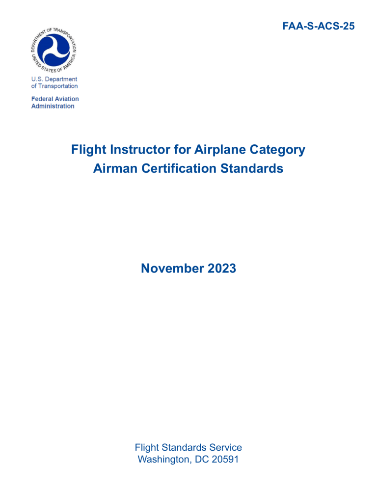 Flight Instructor ACS: Airplane Category Certification Standards