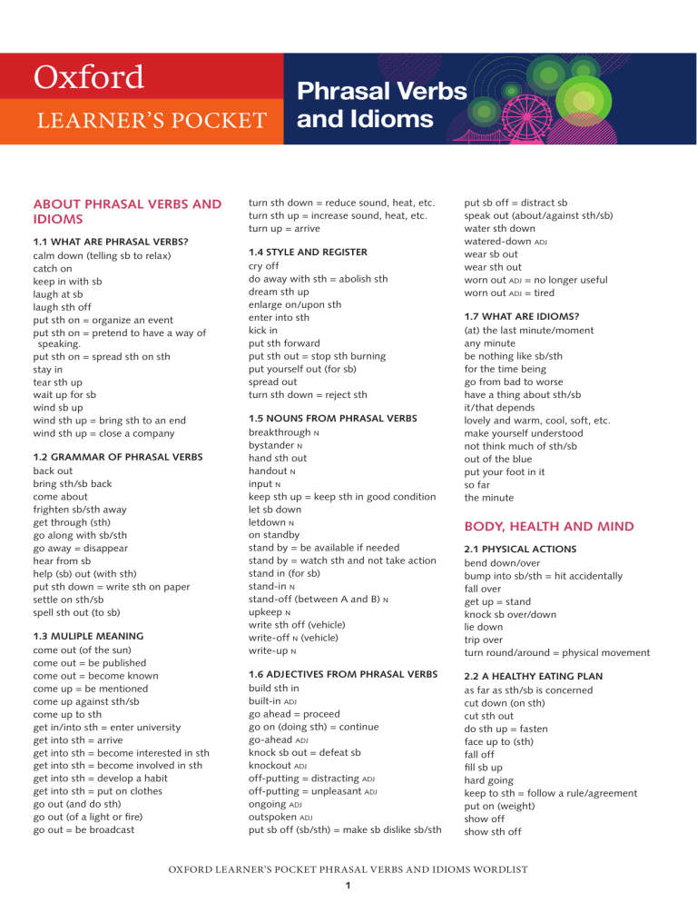 Phrasal Verbs & Idioms Pocket Guide