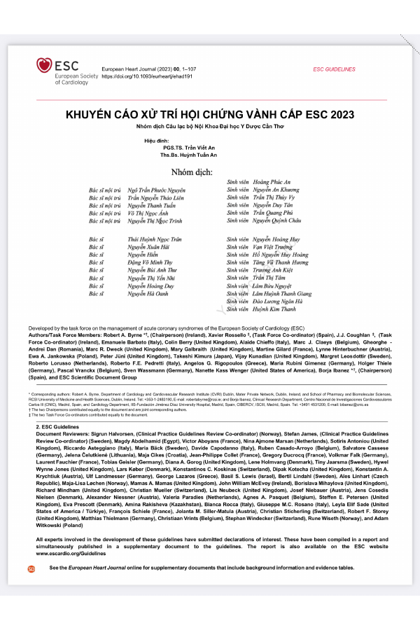 ESC 2023 Acute Coronary Syndrome Guideline Translation