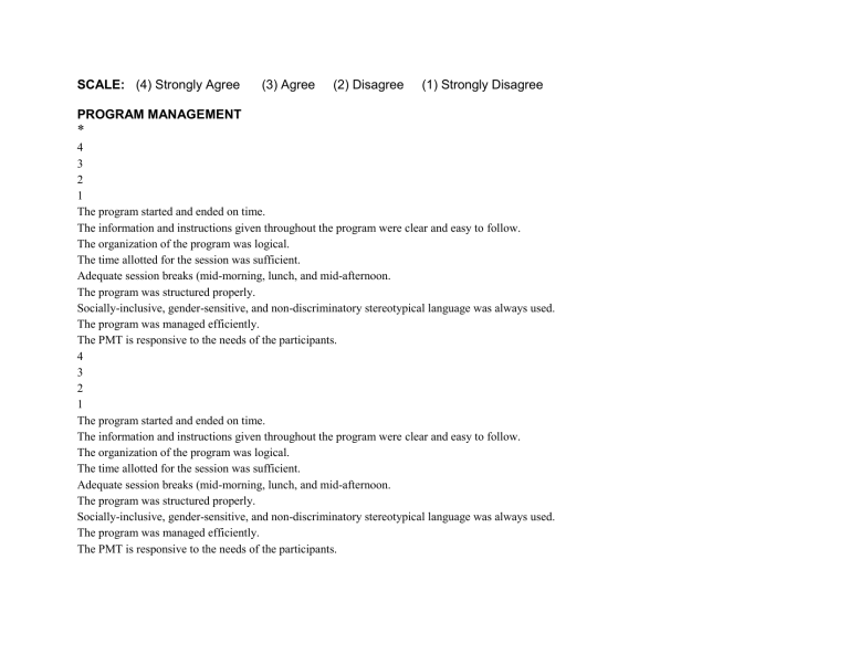 Program Evaluation Survey Form