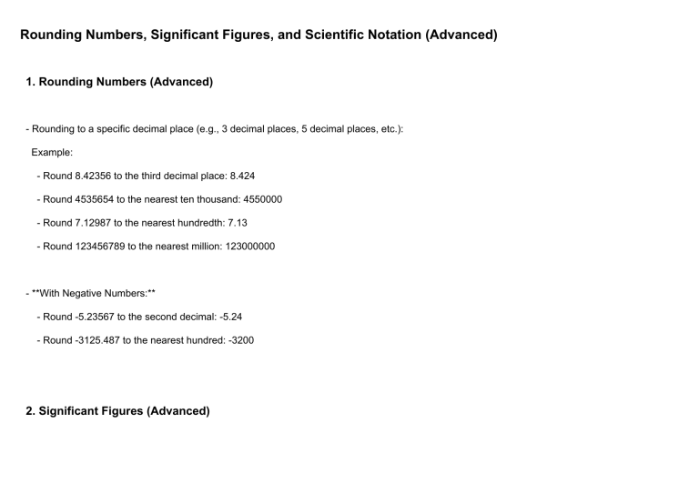 Advanced Guide: Rounding, Significant Figures & Scientific Notation
