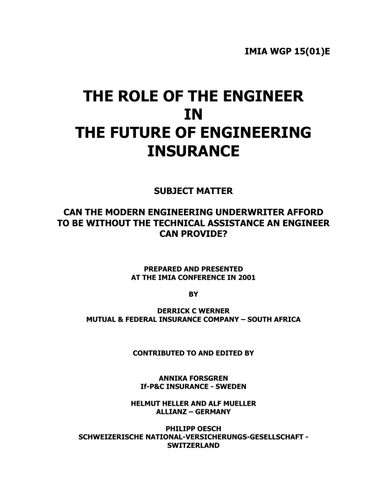 Engineering Insurance: The Role of the Engineer