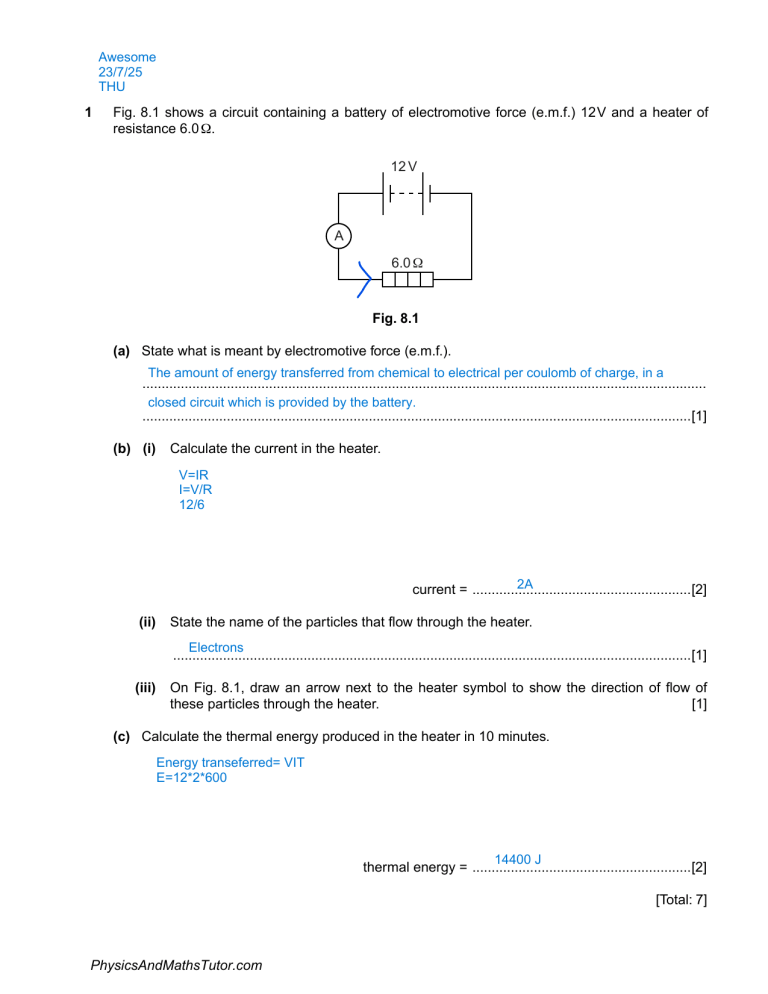 Physics Exam Paper: Electricity & Circuits