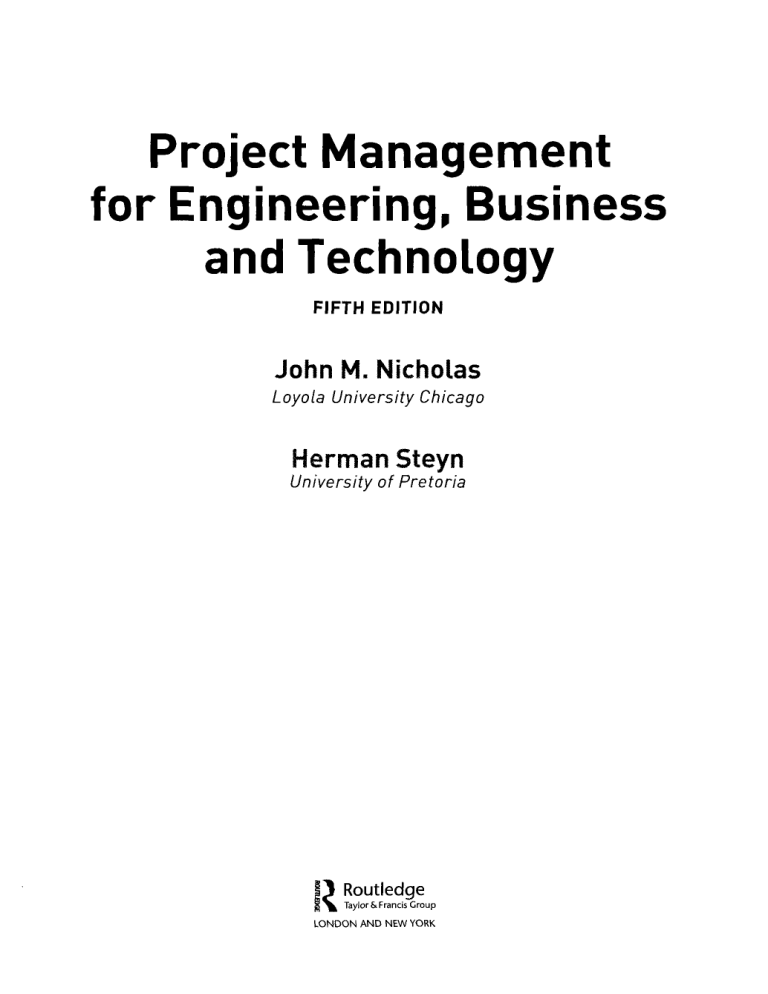 Project Management Textbook: Engineering, Business, Technology