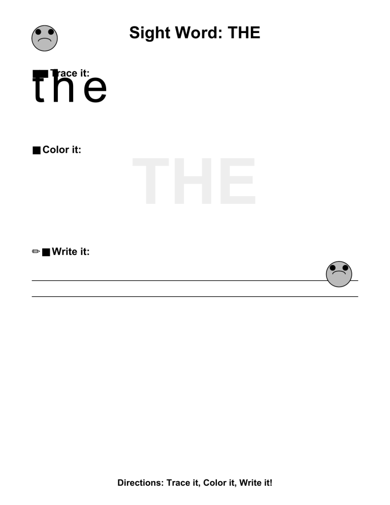 Sight Word Practice: Trace, Color, Write Worksheets