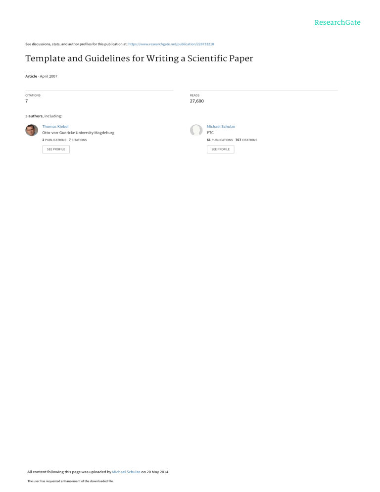 Scientific Paper Template & Guidelines