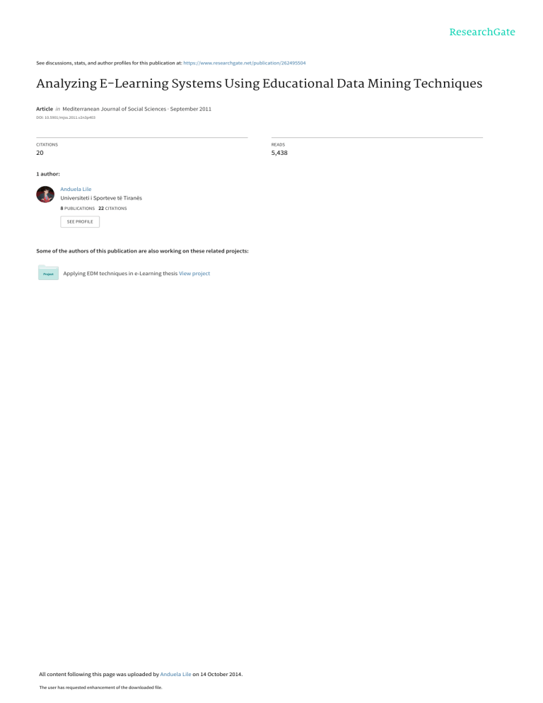 E-Learning Systems Analysis with Educational Data Mining