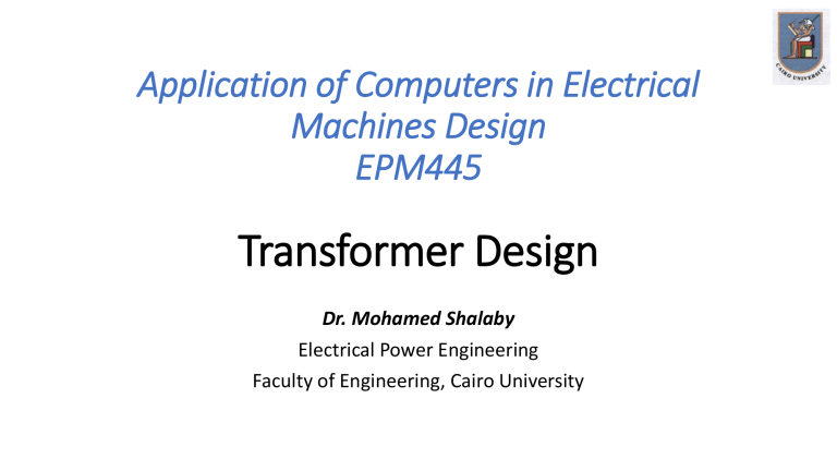 Transformer Design: Computer Applications in Electrical Machines