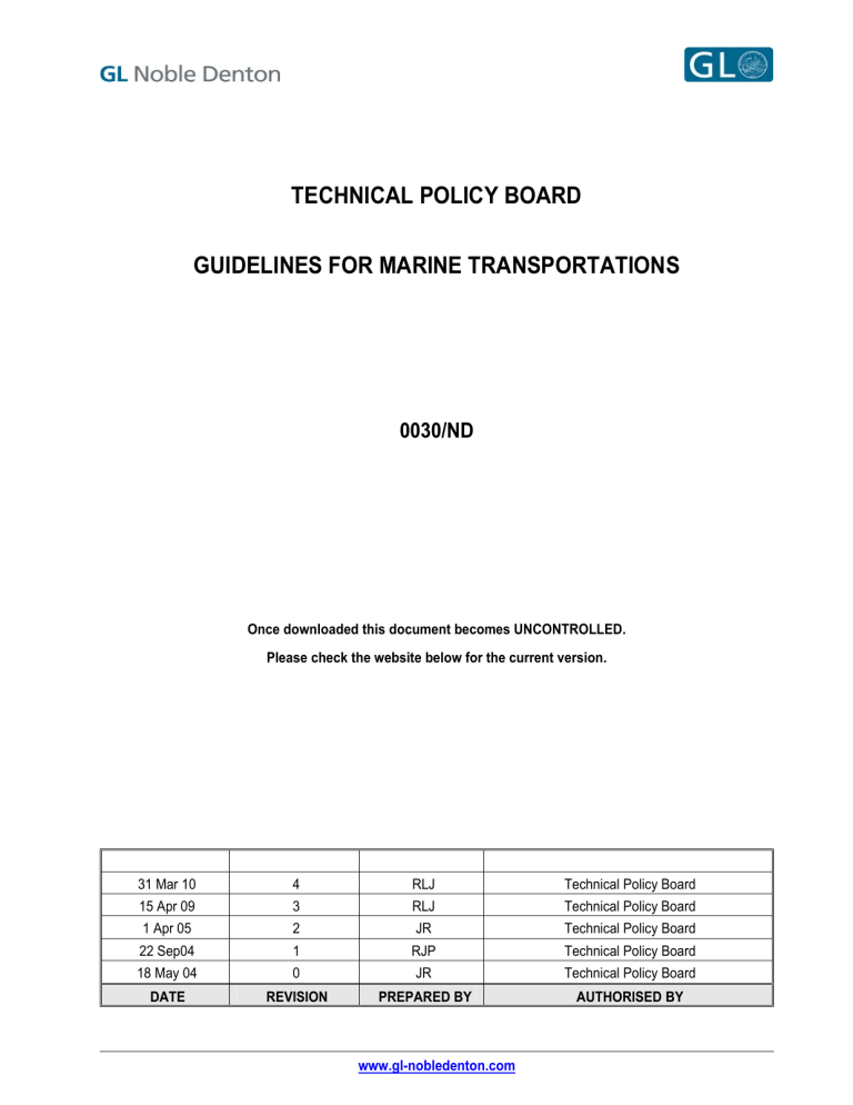 Marine Transportation Guidelines - GL Noble Denton