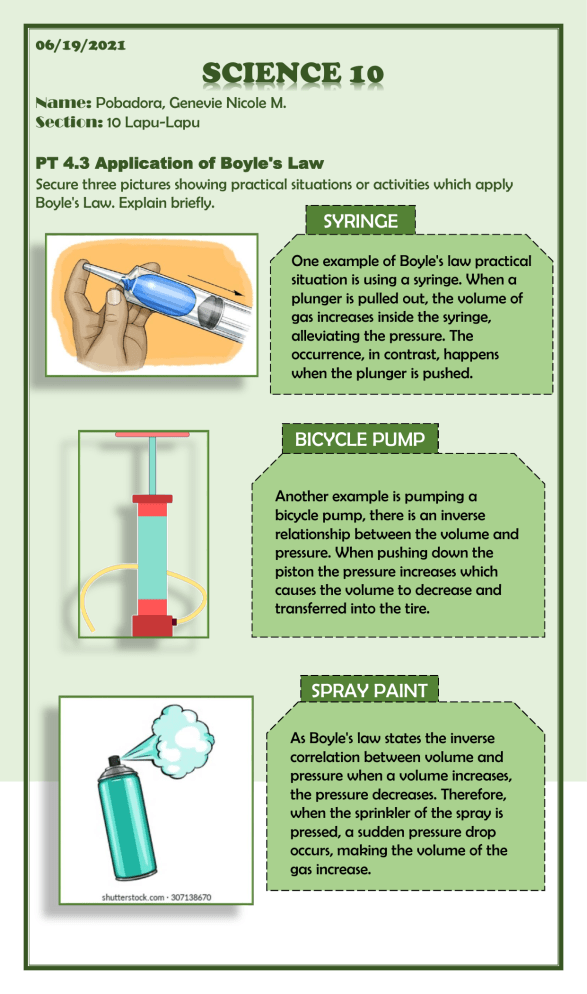 Boyle's Law: Practical Applications - Science 10 Worksheet