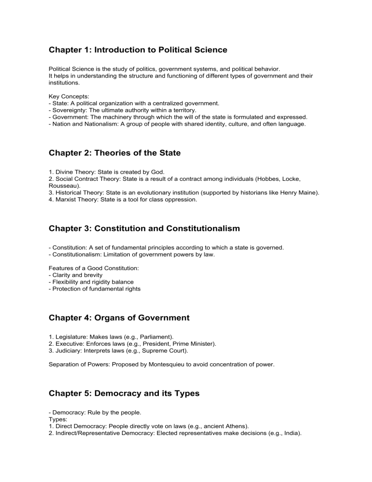 Political Science: Concepts, Theories, Government & Democracy