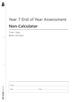 Year 7 Maths End of Year Assessment - Non-Calculator Test